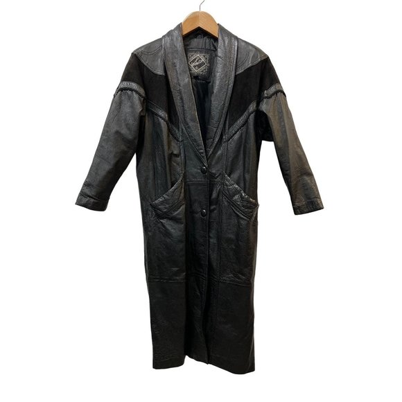 Winlit | Jackets & Coats | Winlit Genuine Leather Long Coat Black ...